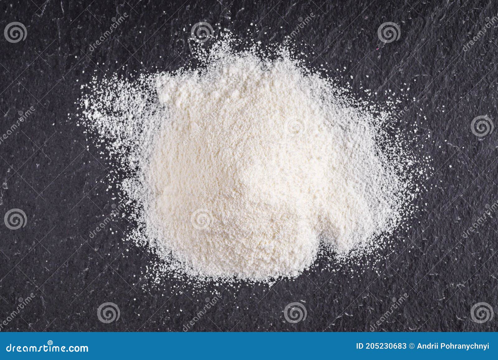 Granulated Milk Powder on a Dark Stone Background Stock Image - Image ...