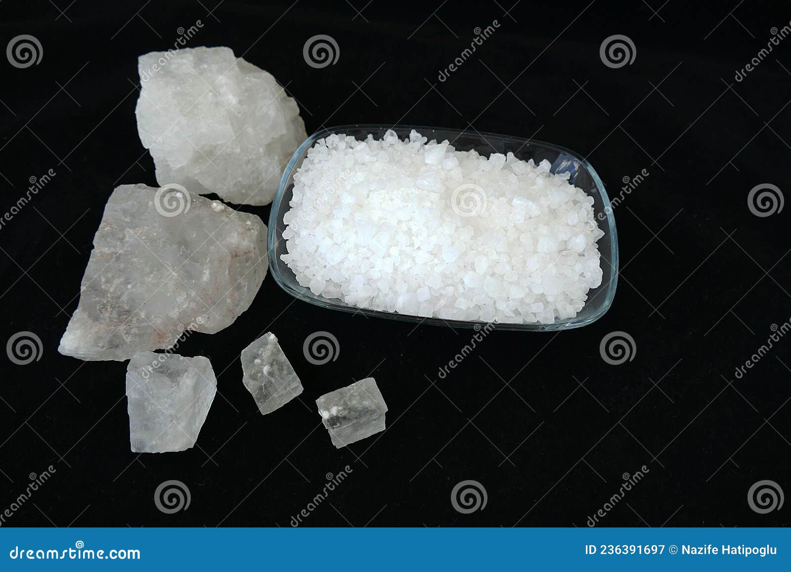 Granulated and Powdered Rock Salt, Close-up Chunks of Rock Salt Stock ...