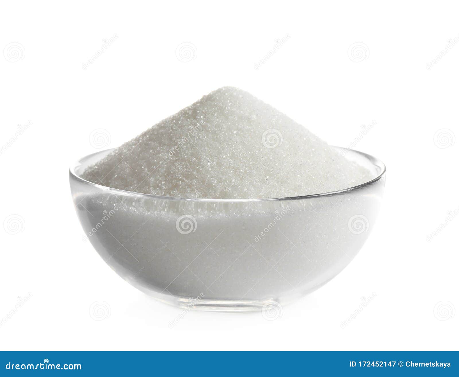 Granulated Sugar in Bowl Isolated Stock Image - Image of glass, calorie ...