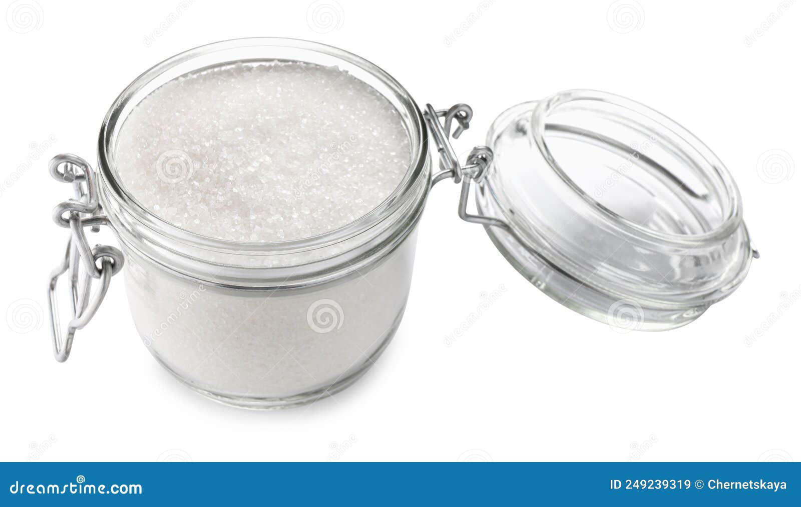 Granulated Sugar in Glass Jar Isolated on White Stock Image - Image of ...