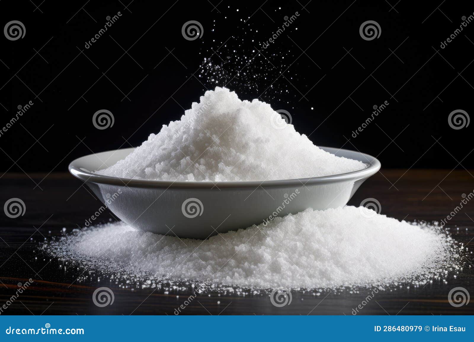 Granulated Sugar on the Table on a Black Background Stock Image - Image ...