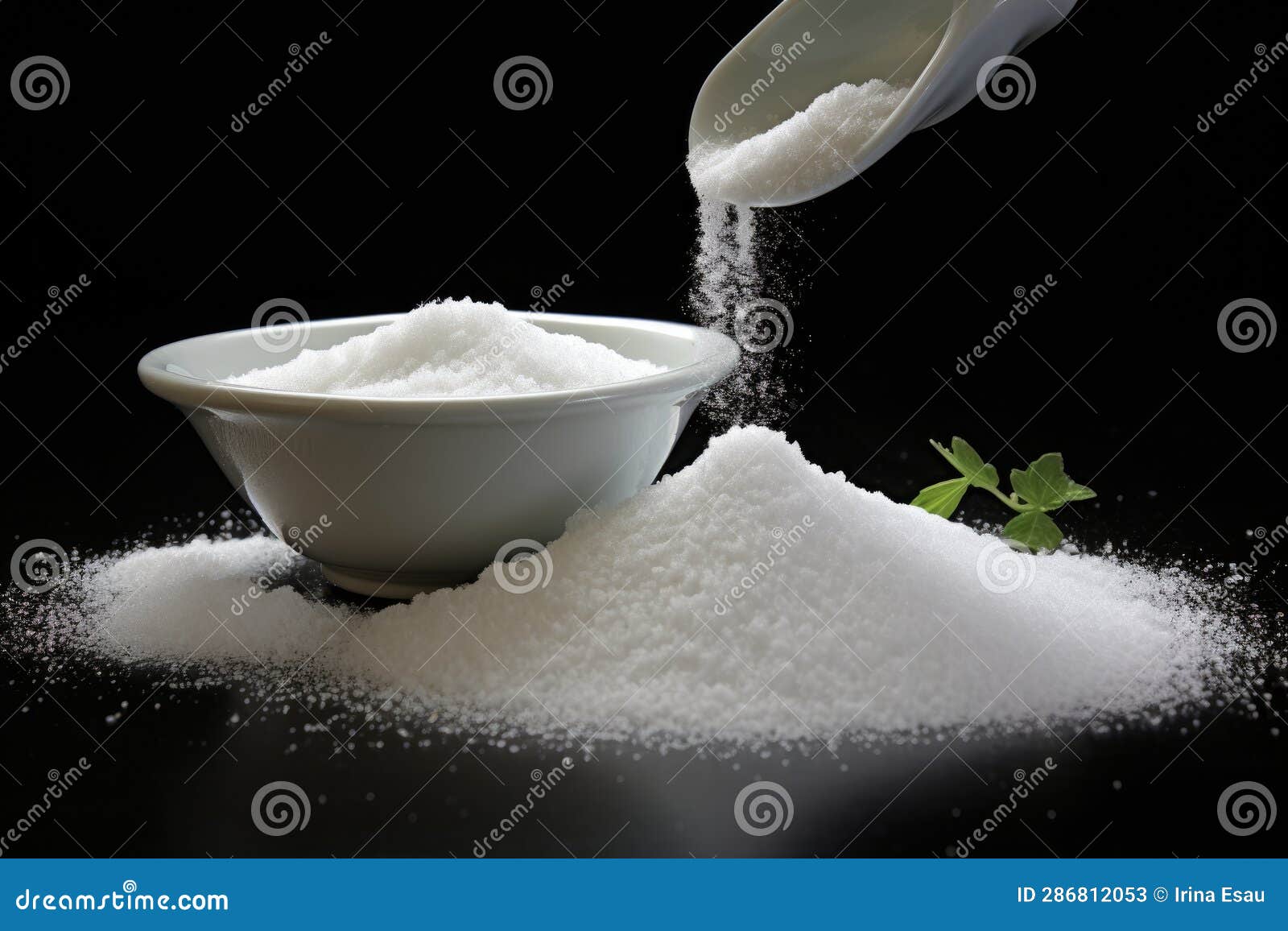 Granulated Sugar On The Table On A Black Background Royalty-Free Stock ...