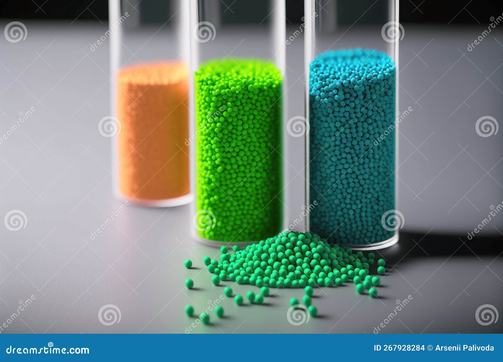 Granules of Biodegradable Plastic in Test Tubes on a Lab Table Stock ...
