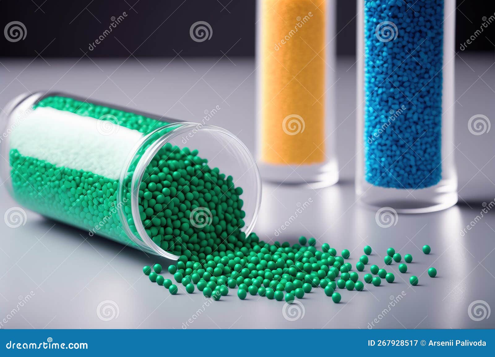 Granules of Biodegradable Plastic in Test Tubes Stock Illustration ...
