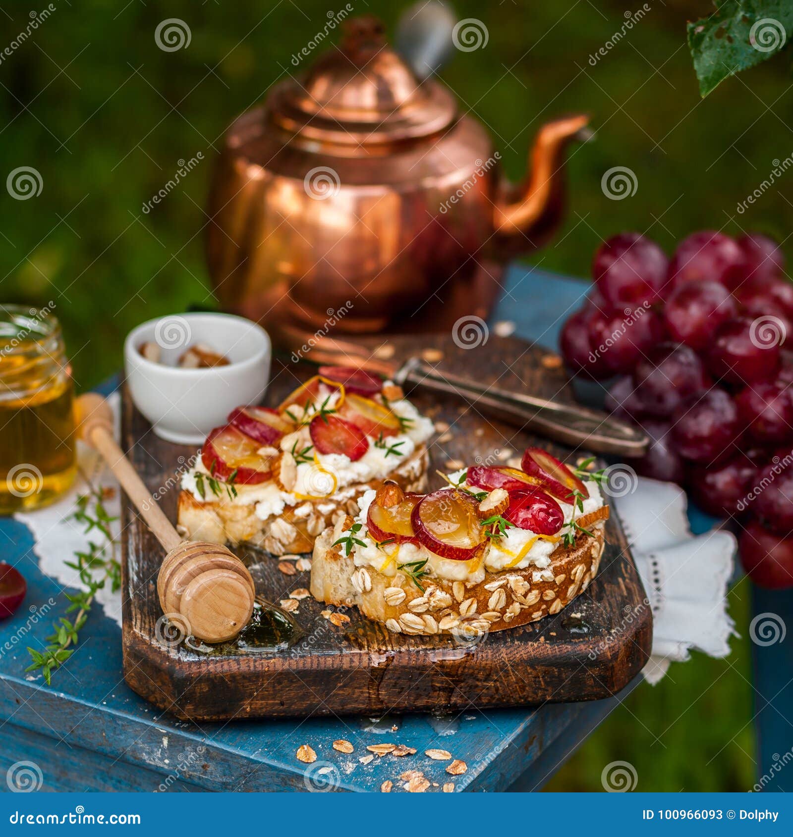 Grape Bruschetta Served for Breakfast Stock Image - Image of fruit ...