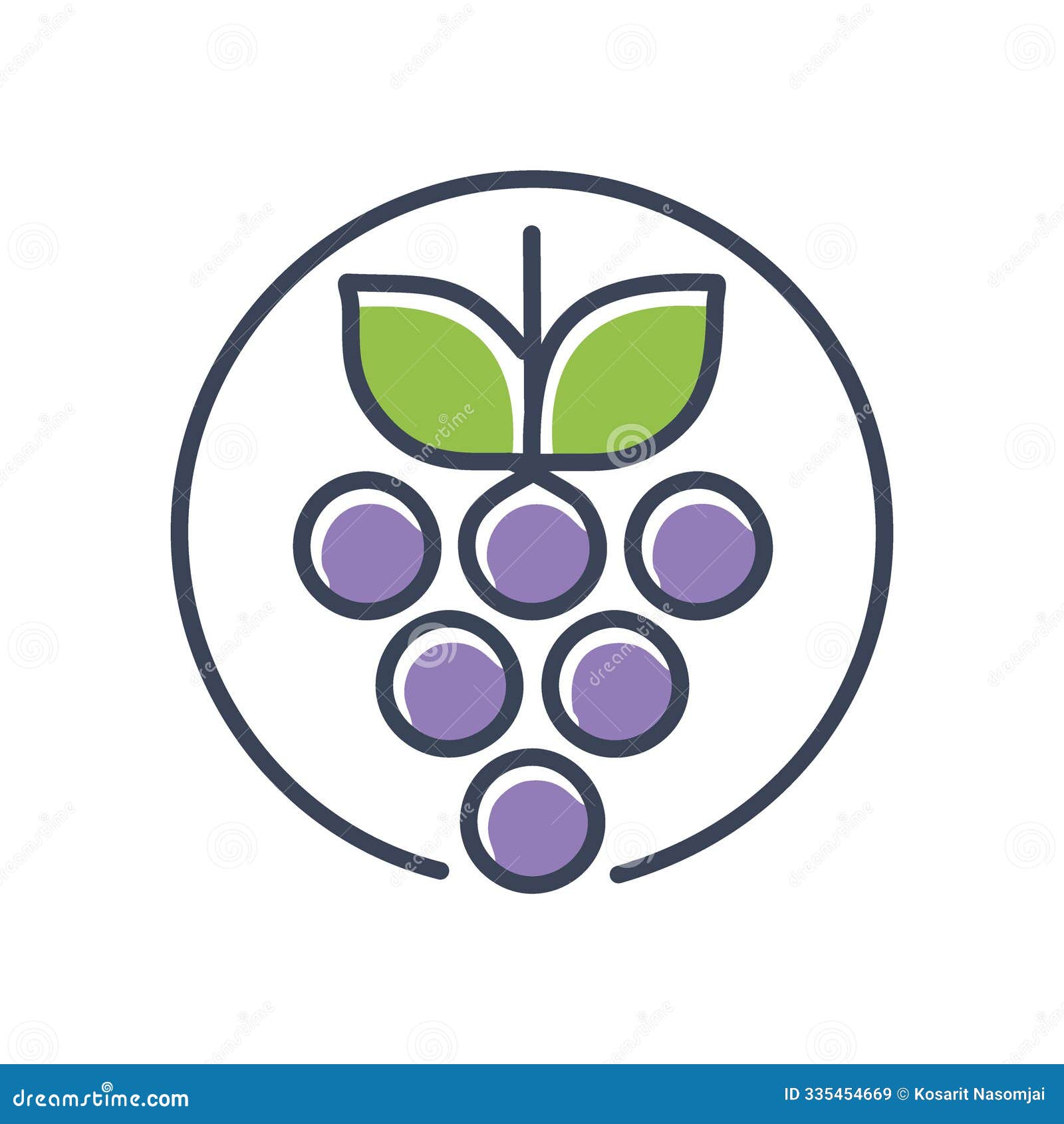 Grape Bunch Icon. Circular Icon Featuring a Vine of Grapes with Leaves ...