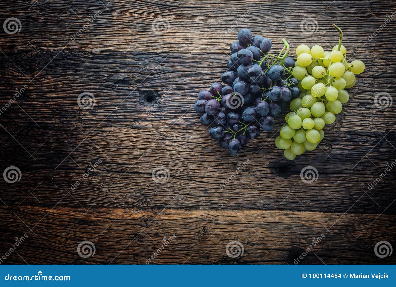 Grape. Bunch of Multicolored Grapes on Rustic Wooden Table Stock Photo ...