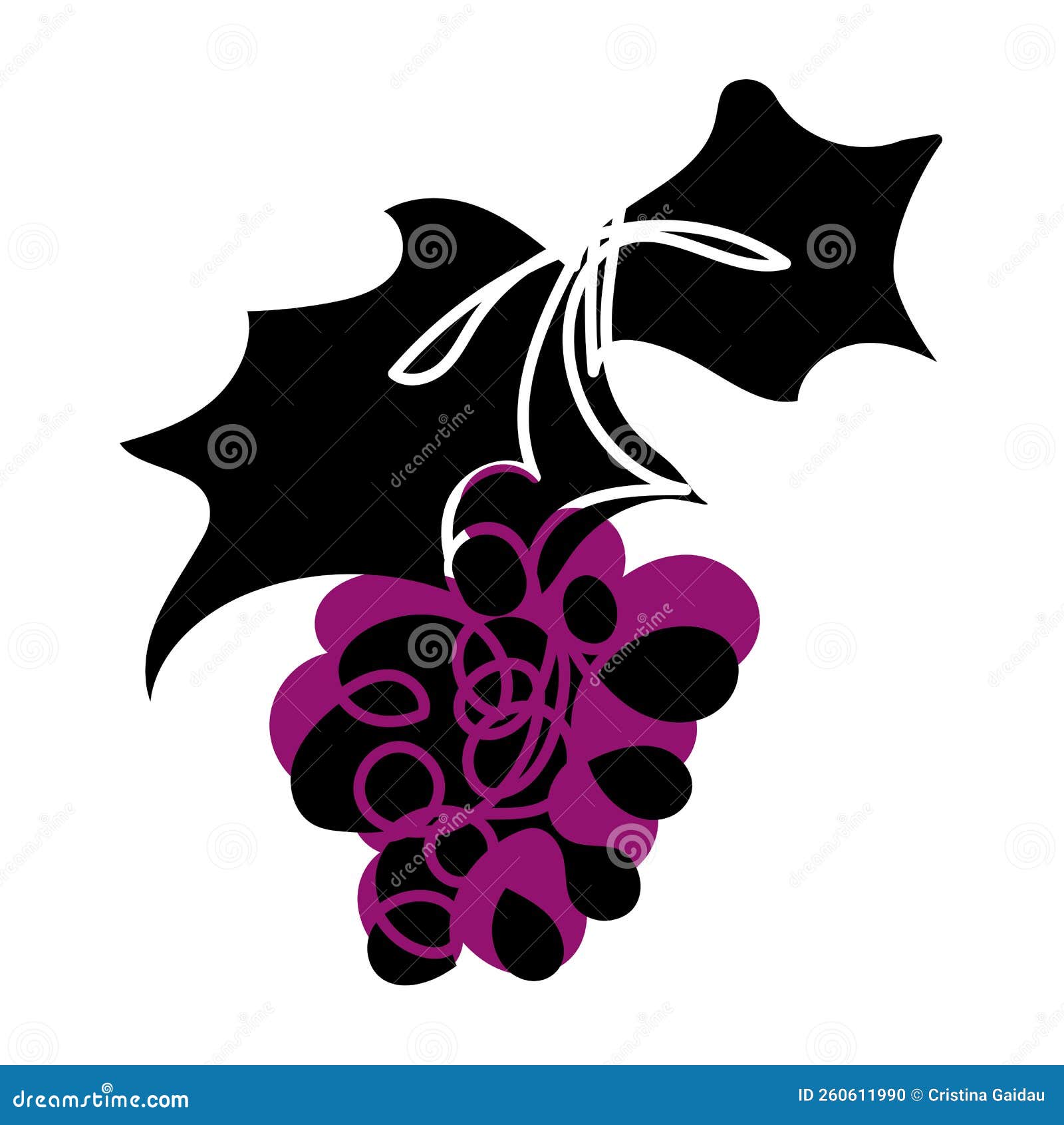 Grape Bunch Vector Illustration Isolated on White Background Stock ...