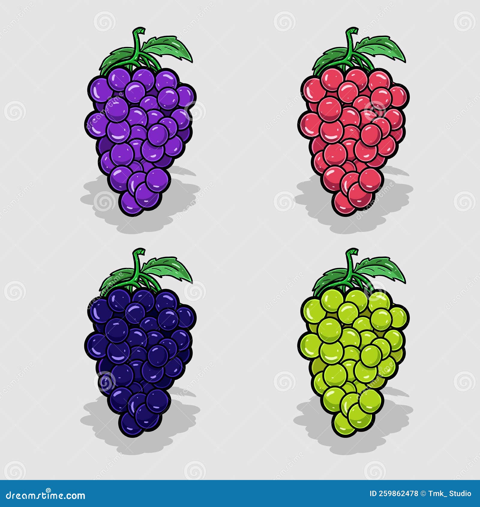 Grape Cartoon with Four Color Different. Simple Effect Stock Vector ...