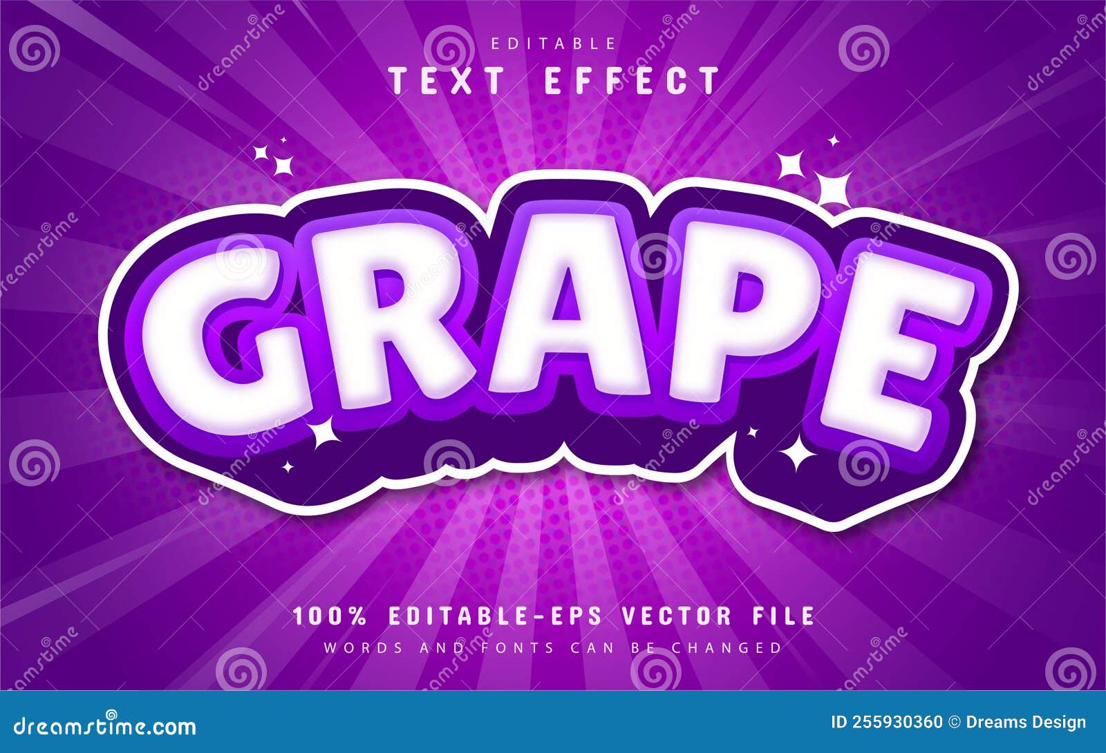 Grape cartoon text effect stock vector. Illustration of frame - 255930360