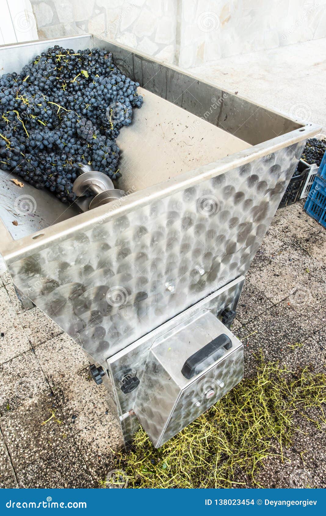 Grape crushing machine stock photo. Image of destemmer - 138023454