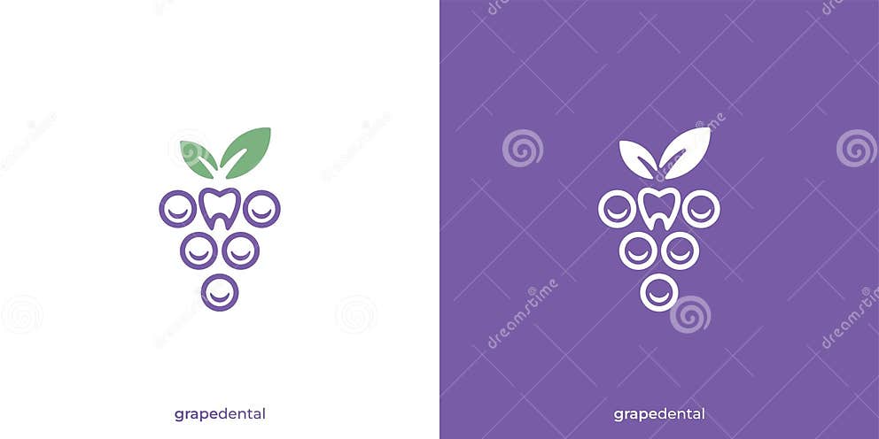 Grape Dental Logo. Grape and Tooth, Smile with Minimalist Style Stock Vector - Illustration of ...