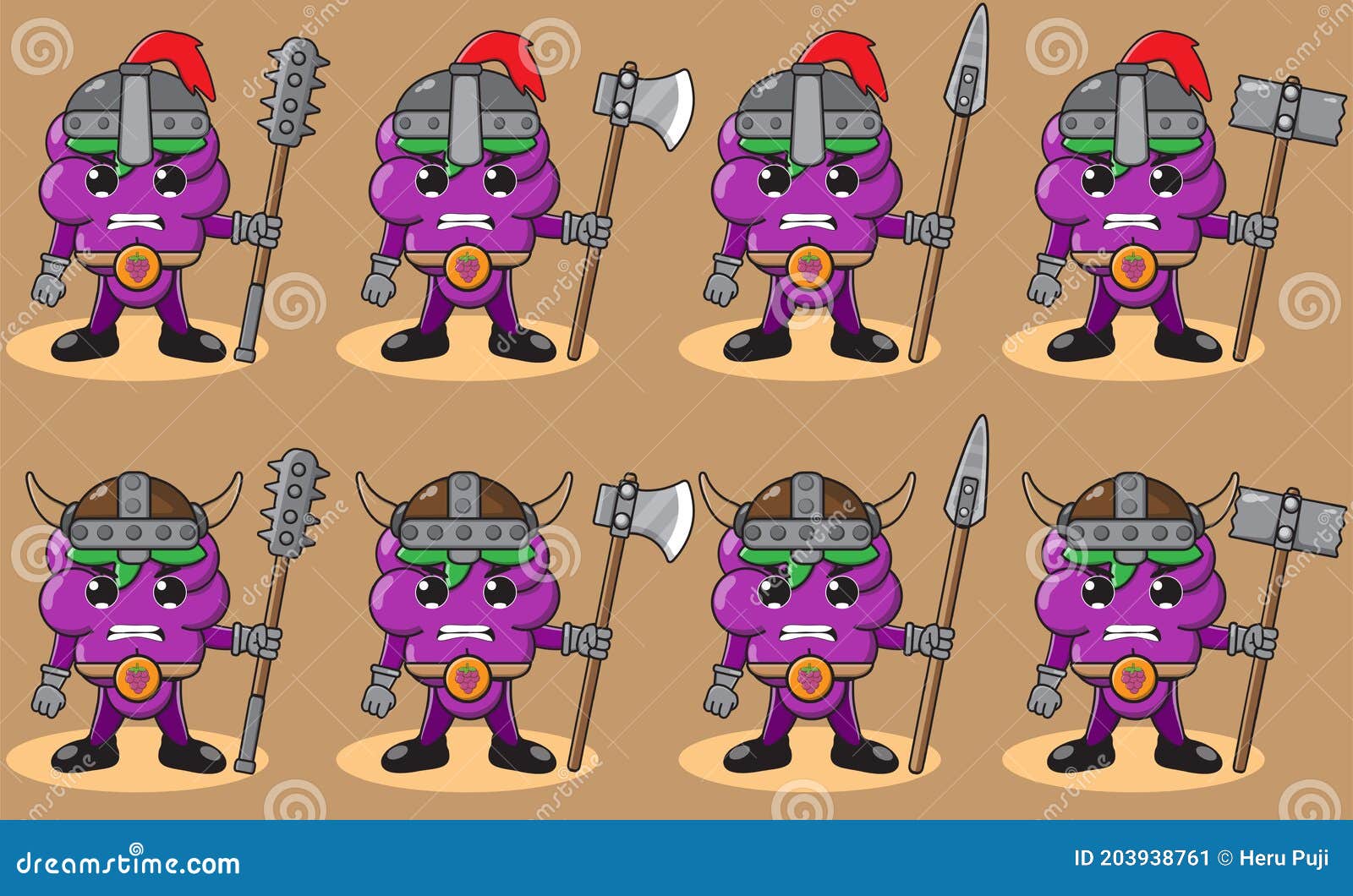 Grape Emotion Set Two Handed and Hand Up Pose. Stock Vector ...