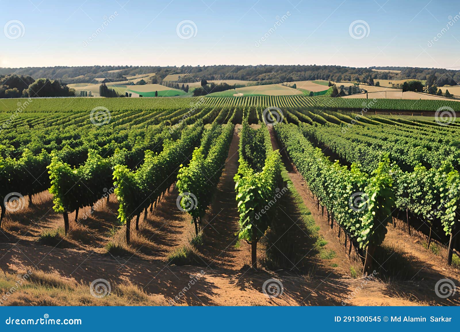 Grape Fields stock illustration. Illustration of house - 291300545