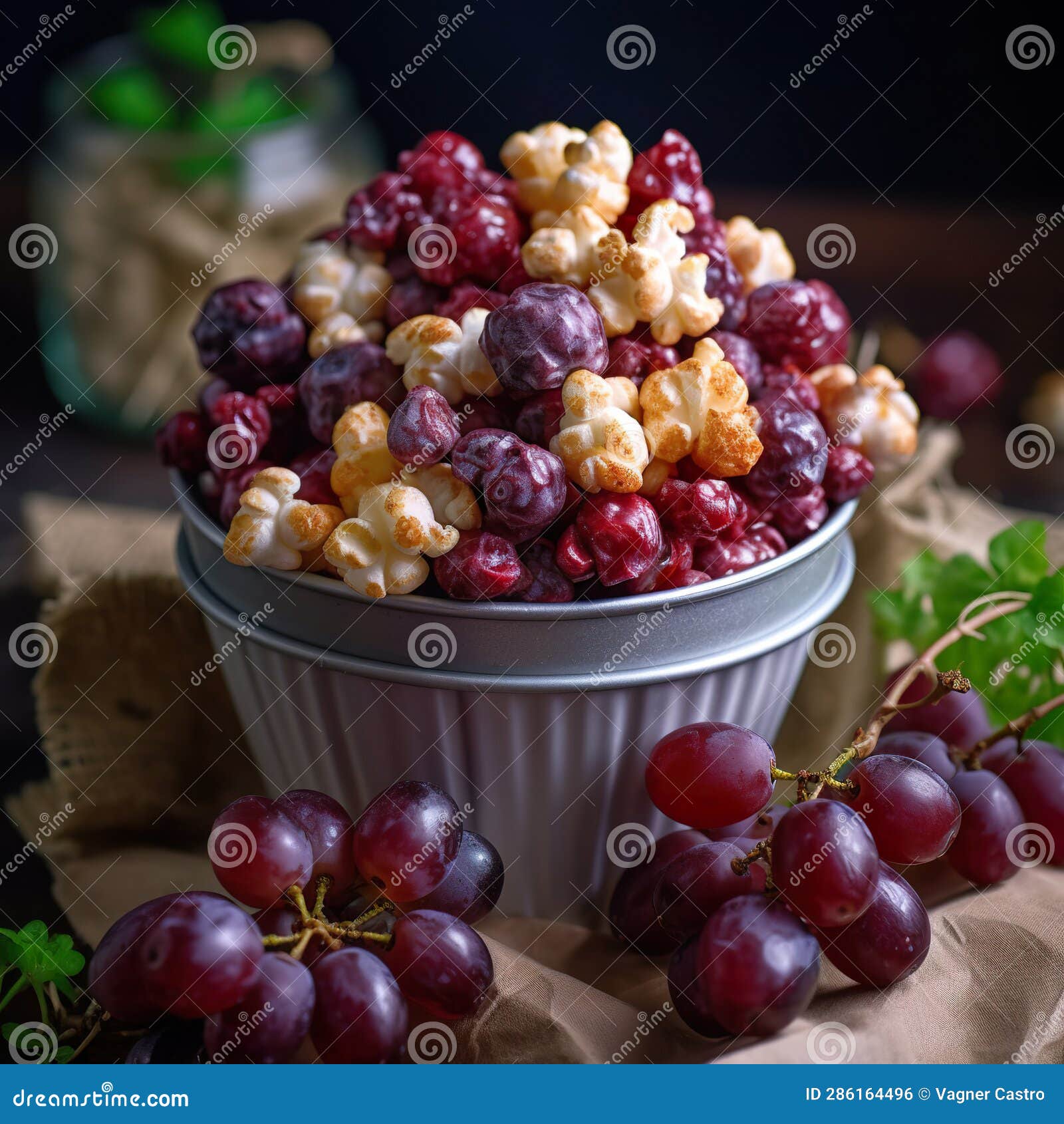 Grape Flavored Caramel Popcorn. Caramelized Popcorn on the Table Ready ...