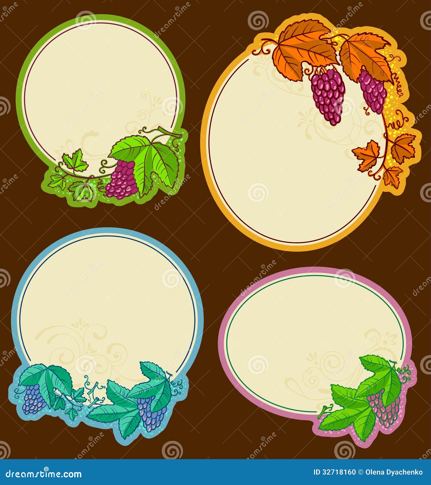 Grape frames stock vector. Illustration of graphic, cute - 32718160