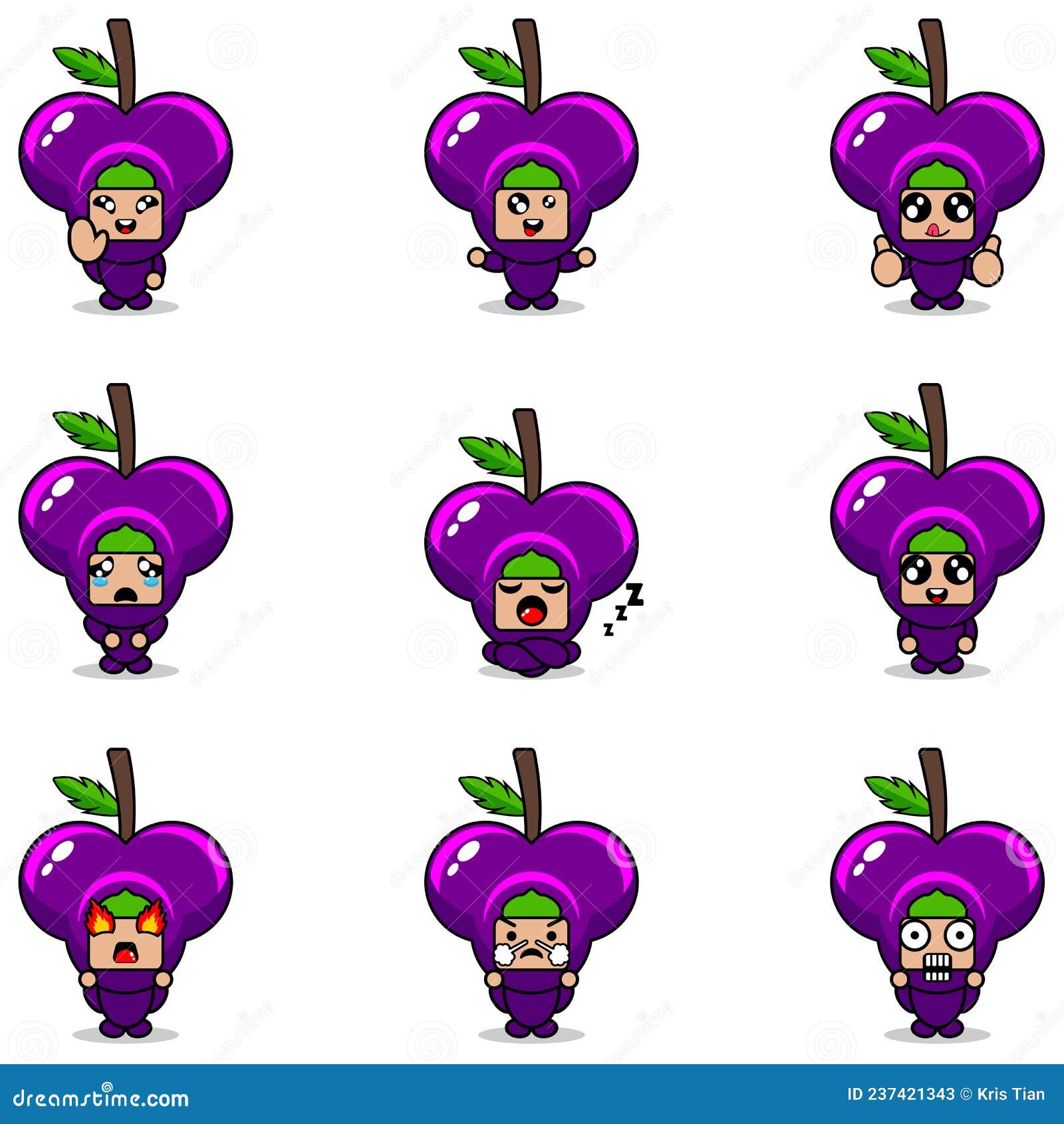 Grape Fruit Expression Bundle Set Stock Vector - Illustration of fresh ...