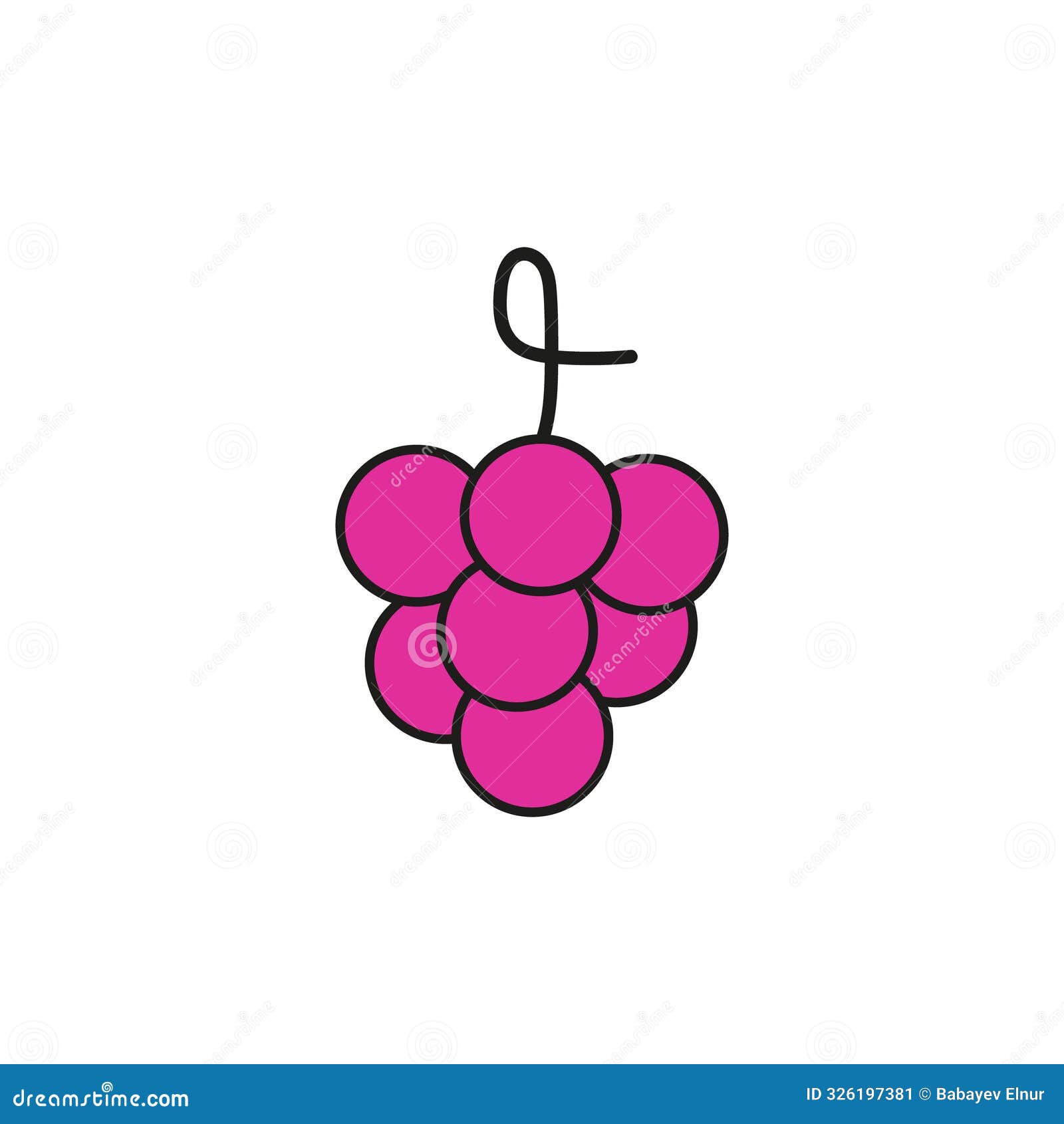 Grape Fruit Icon with Colorful Design. Simple Grape Cartoon ...