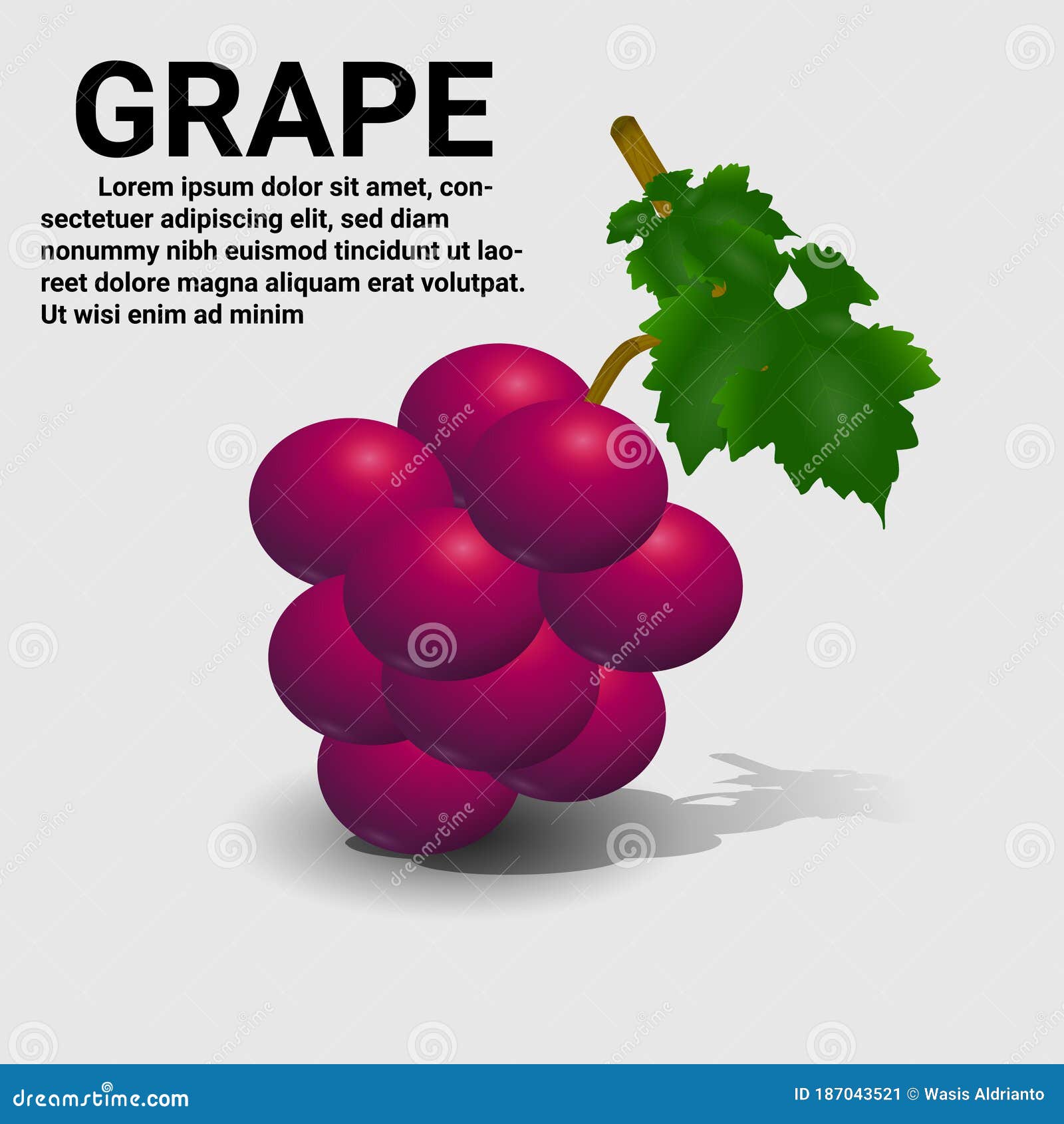 Grape Fruit Realistic Vector Illustration Stock Vector - Illustration ...