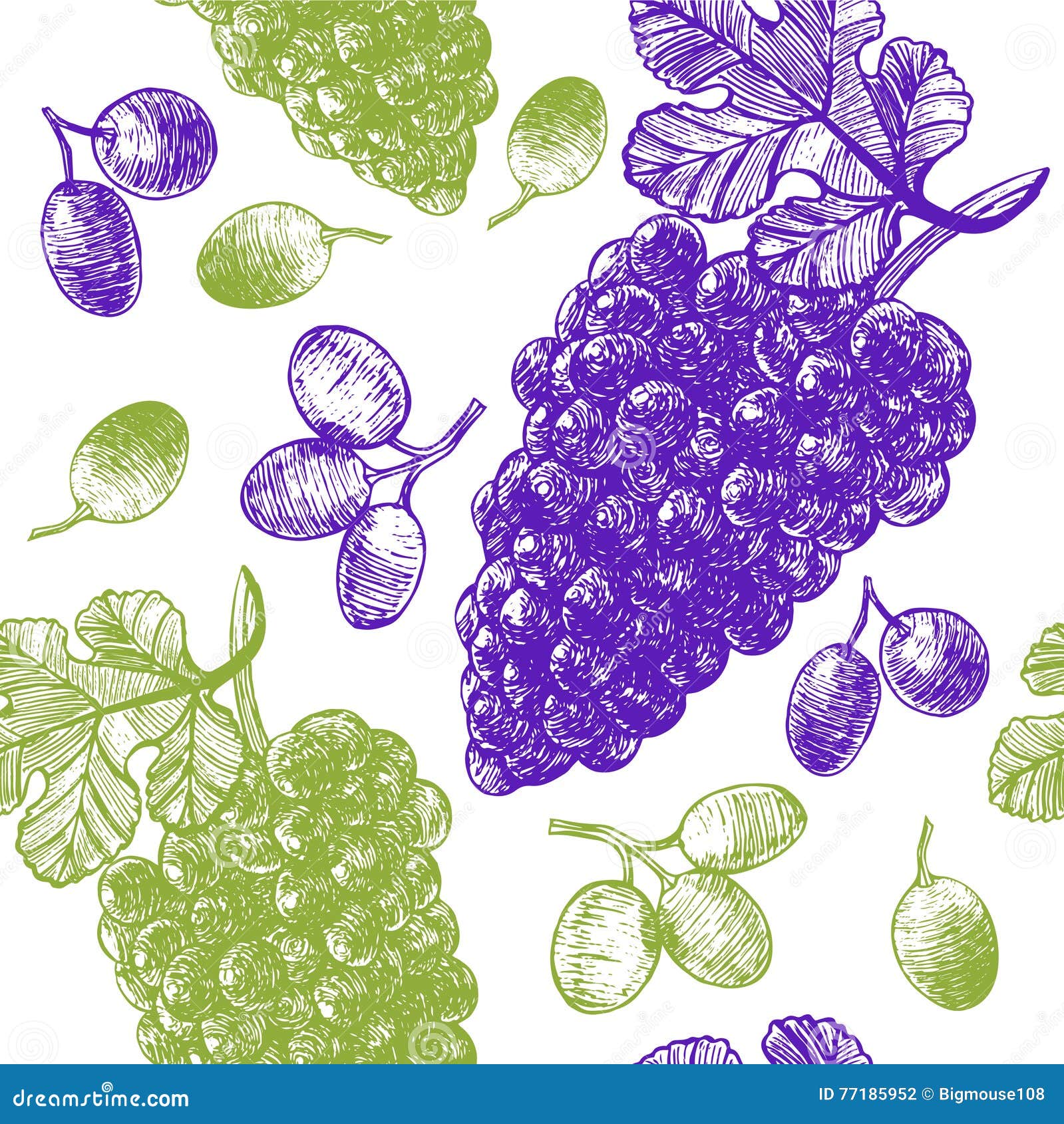 Grape Hand Draw Sketch Background Pattern. Vector | CartoonDealer.com ...