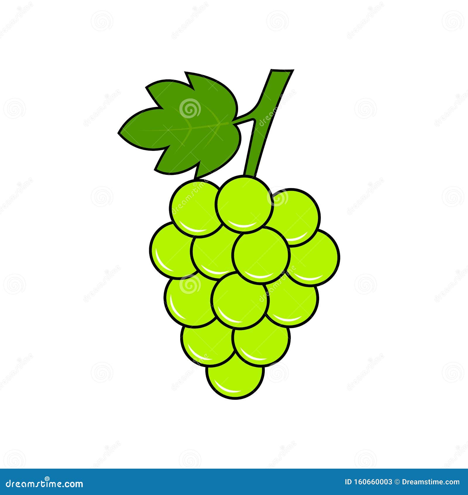 Grape Icon. Bunch of Grapes with Leaf. Flat Icon. Vector Illustration ...