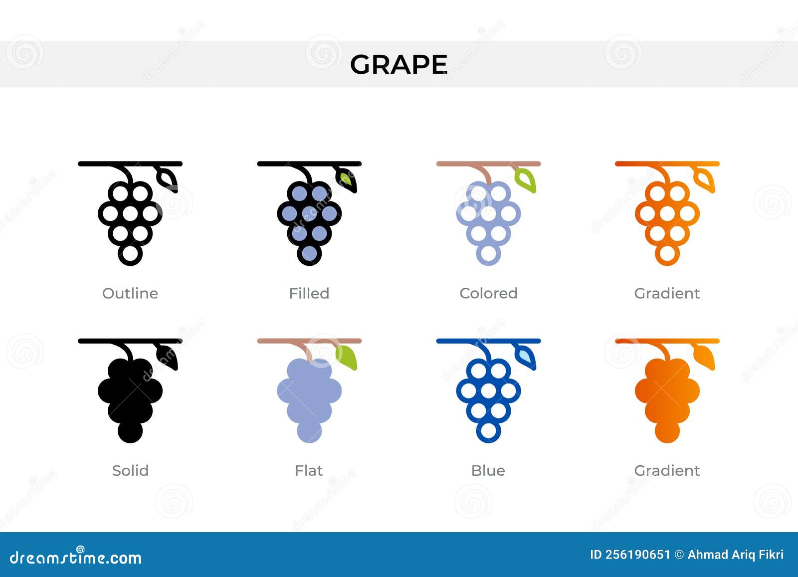 Grape Icon in Different Style. Grape Vector Icons Designed in Outline, Solid, Colored, Filled ...