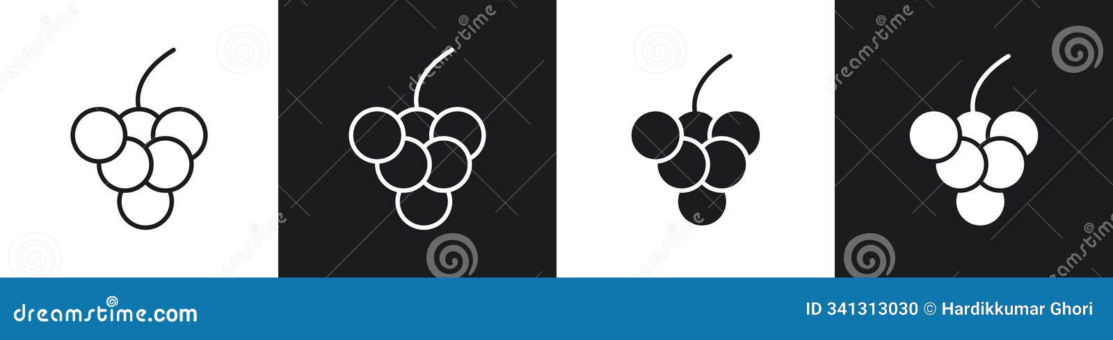 Red Grape Icon Set. Fruits Group Vector Illustration. Different Grape ...