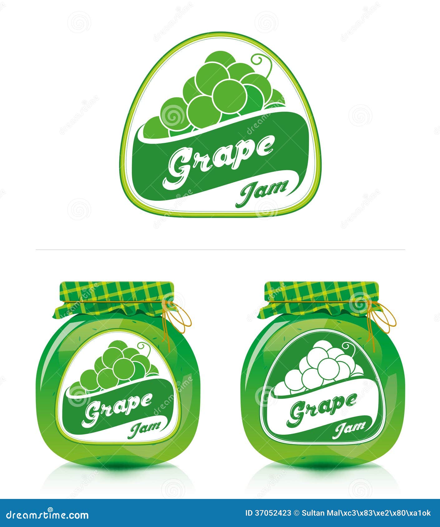 Grape jam label with jar stock vector. Illustration of summer - 37052423