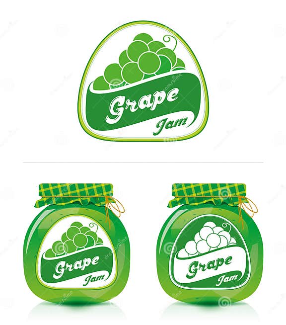 Grape jam label with jar stock vector. Illustration of summer - 37052423