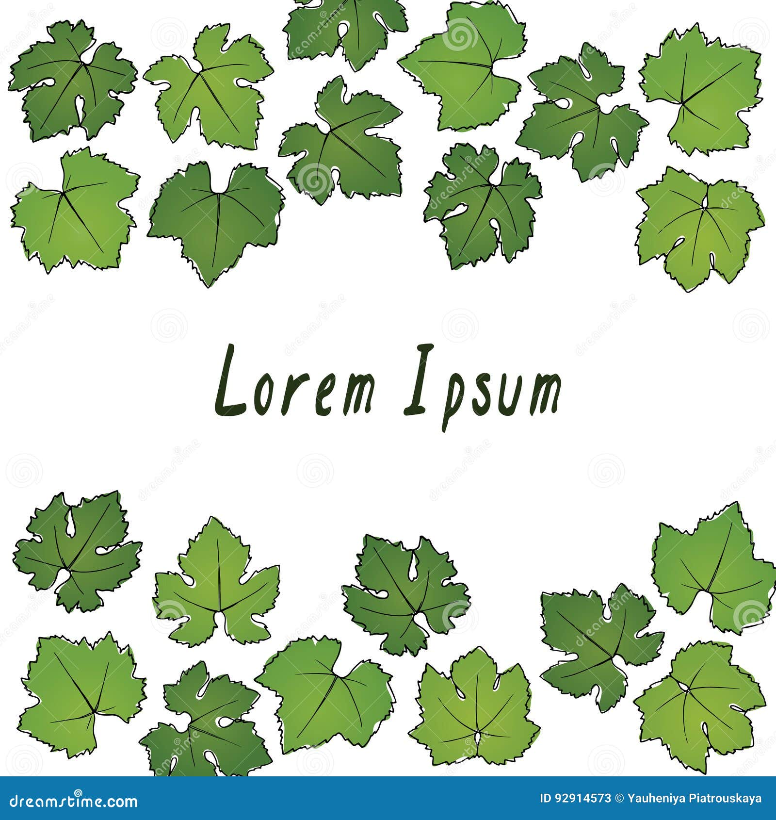 Grape leaves card stock vector. Illustration of element - 92914573