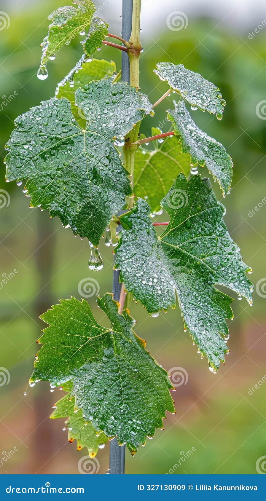 Grape Leaves with Raindrops on Them after a Spring Rain Shower Stock ...