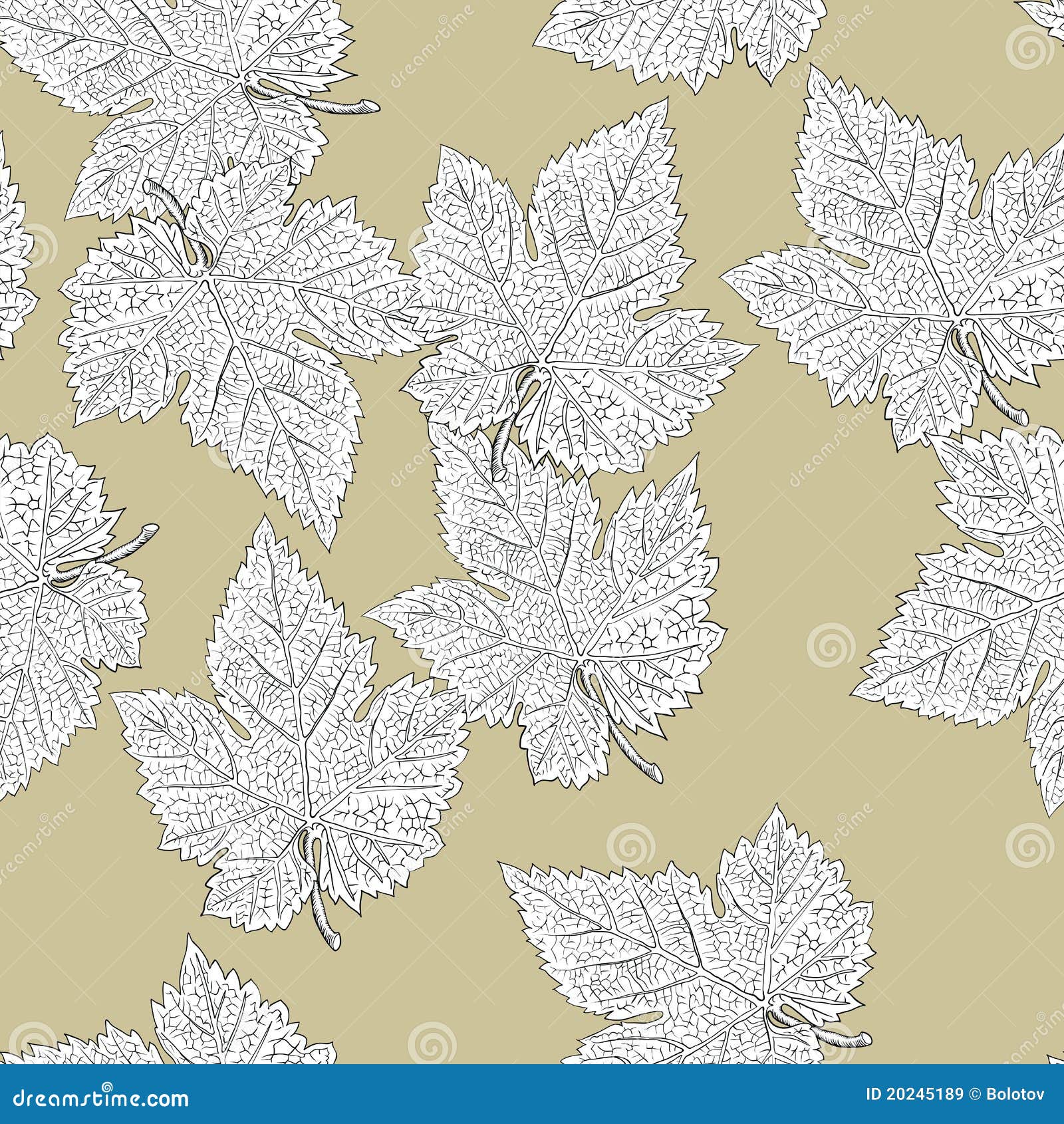 Grape Leaves. Seamless Pattern. Stock Illustration - Illustration of ...