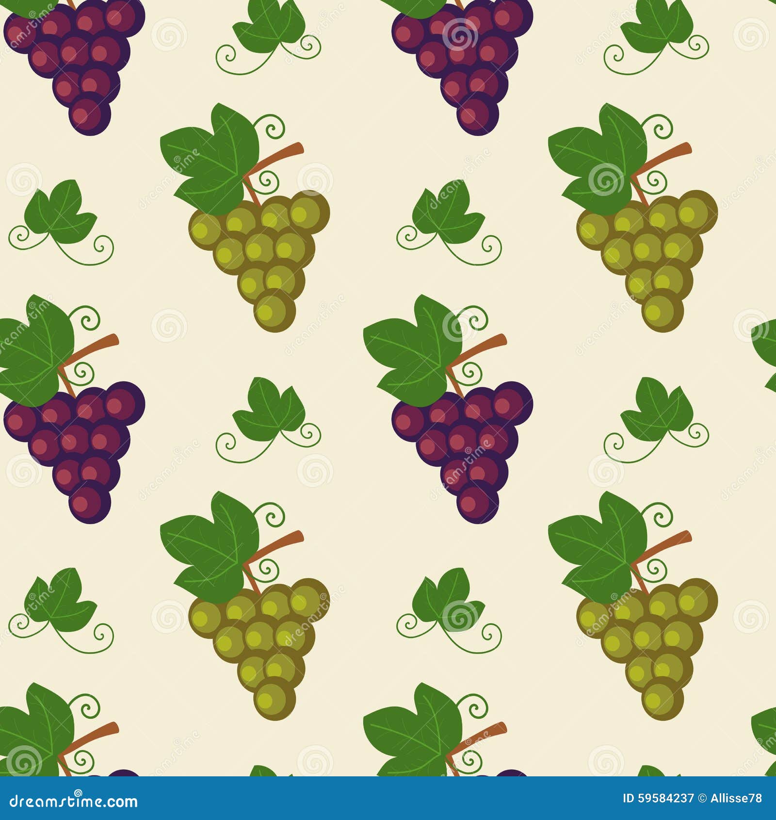 Grape with Leaves Seamless Pattern Background Illustration Stock Vector ...