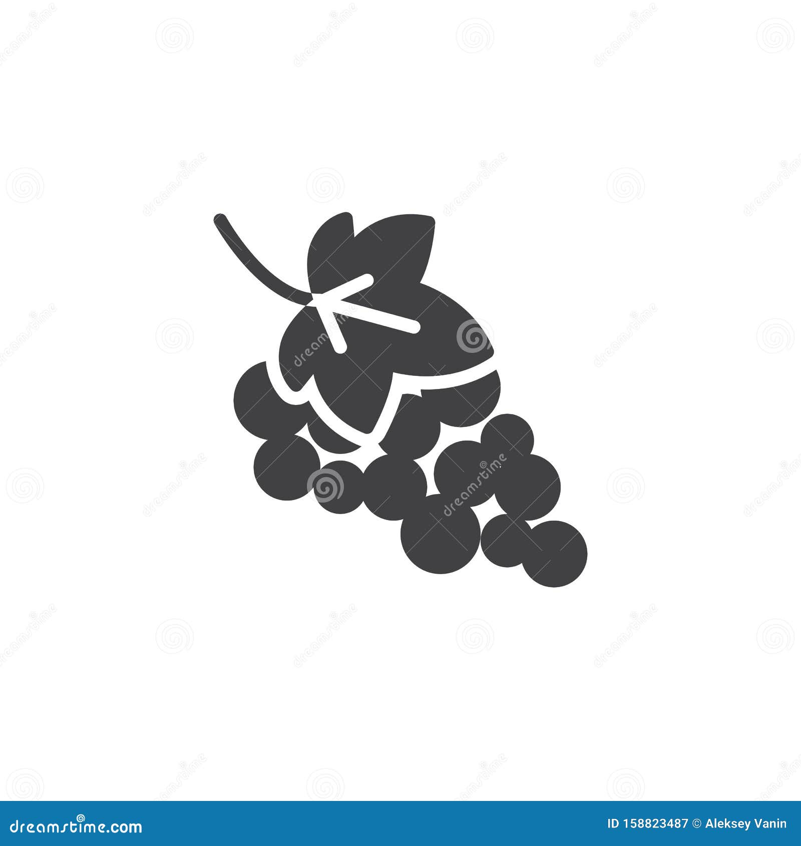 Grape with Leaves Vector Icon Stock Vector - Illustration of filled ...