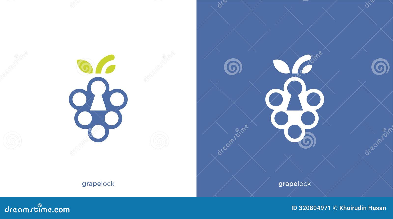 Creative Grape Lock Logo. Wine Grape Cellars with Simple Minimalist ...