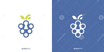 Creative Grape Lock Logo. Wine Grape Cellars with Simple Minimalist ...