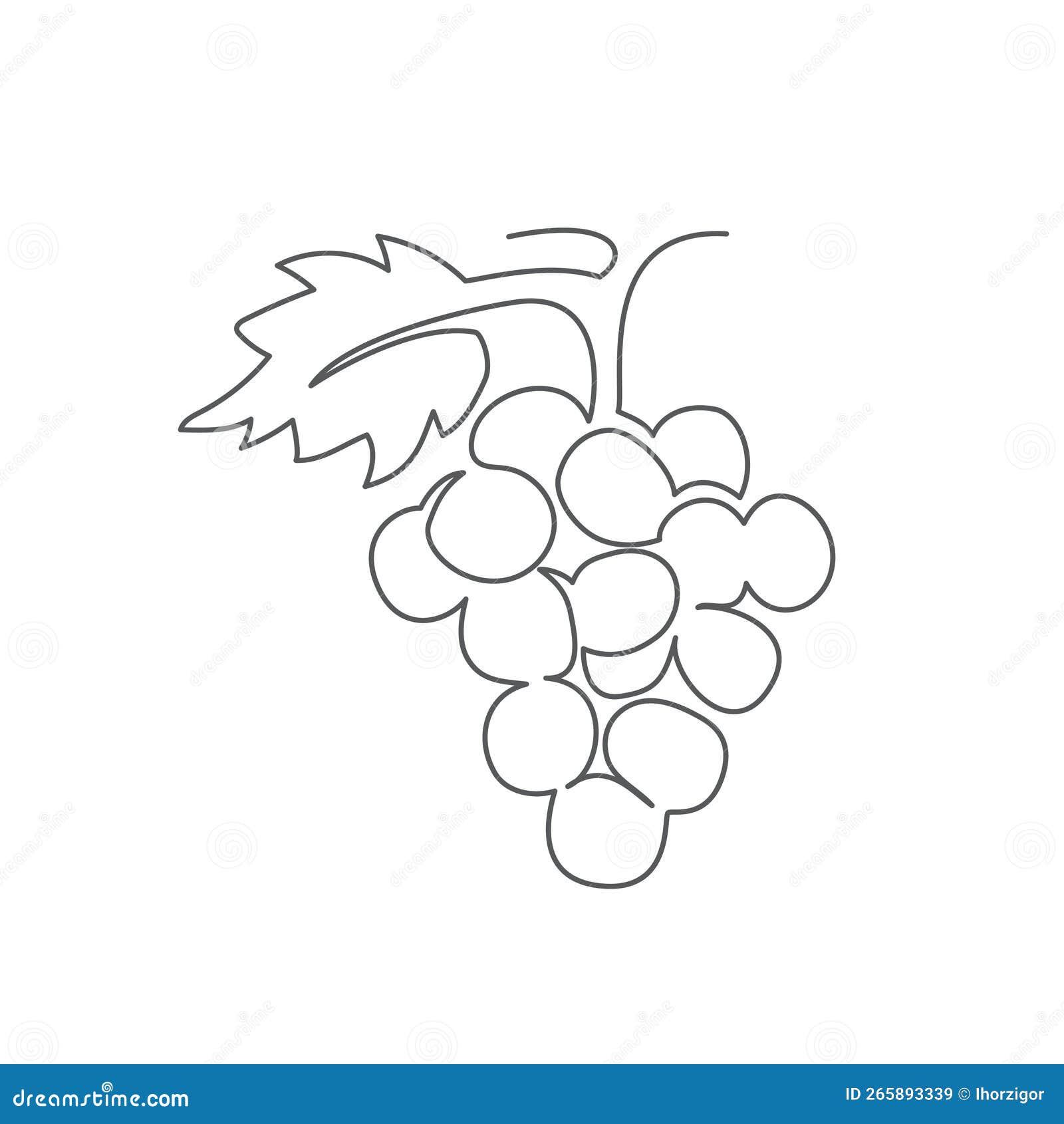 Grape One Line Drawing on White Background Stock Vector - Illustration ...