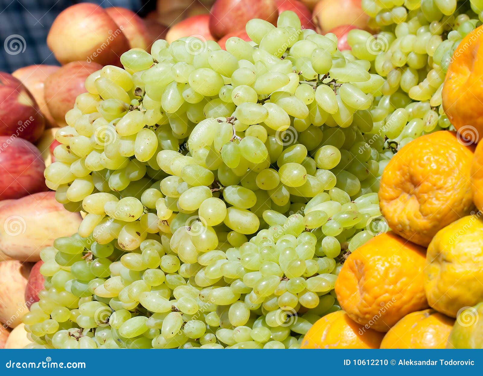 Grape, orange , apple stock photo. Image of cafe, garden - 10612210