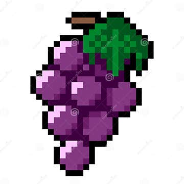 Grape Pattern. Pixel Grape Image for Retro Games Stock Vector ...
