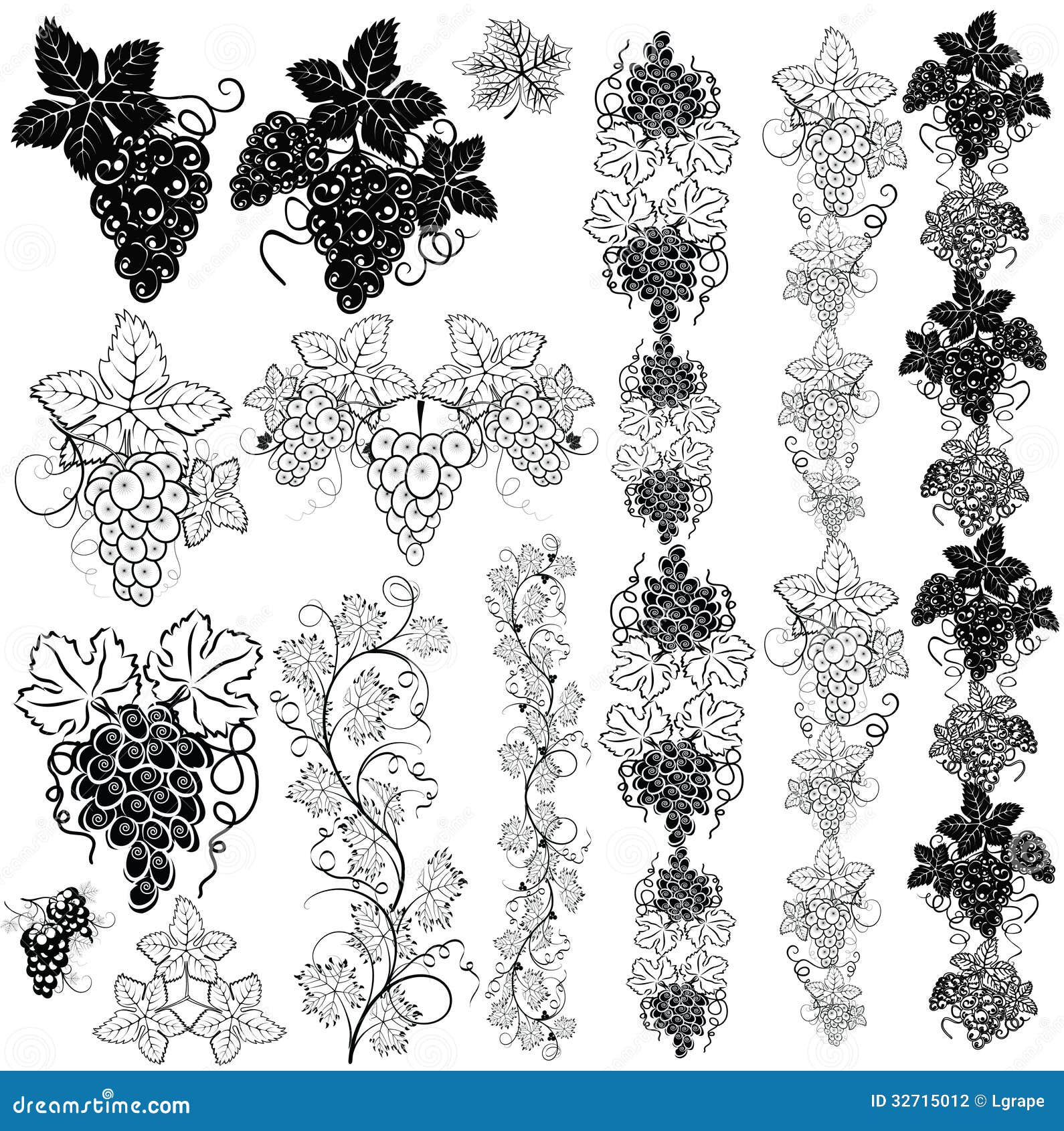 Grape. pattern. Set2. stock illustration. Illustration of silhouette ...