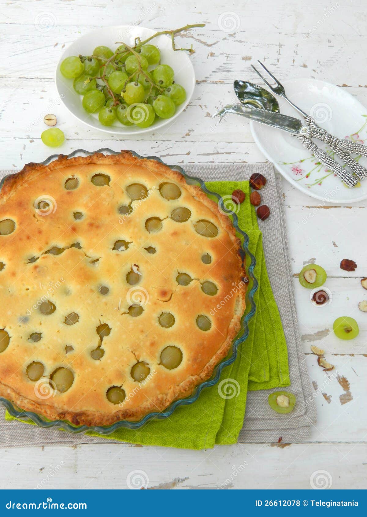 Grape pie with walnuts stock photo. Image of nuts, baking - 26612078