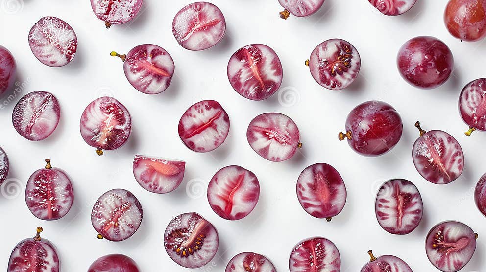 Grape Slices on a White Background Stock Illustration - Illustration of ...