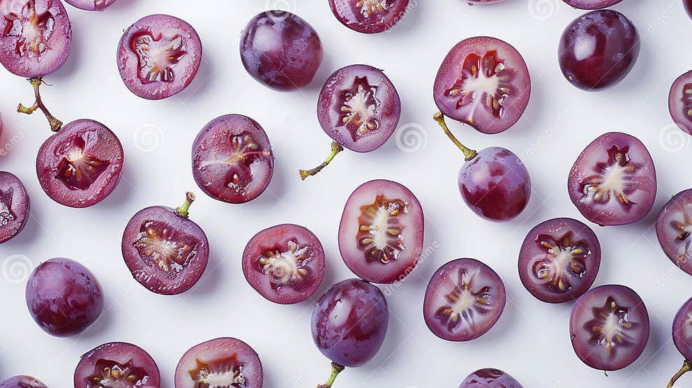 Grape Slices on a White Background Stock Illustration - Illustration of ...