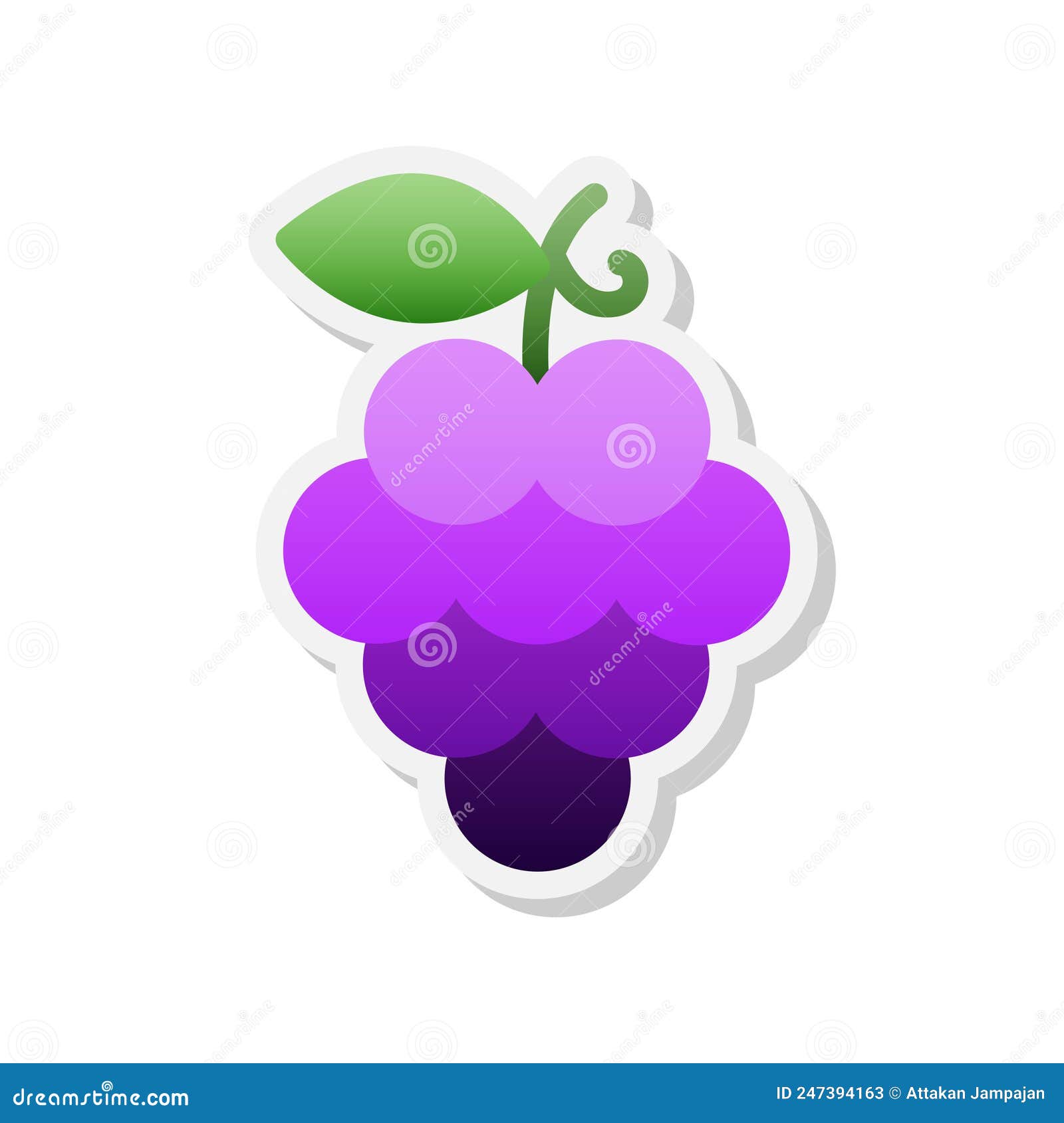 Grape Sticker. Grape Icon. Fruit Colorful Clip Art. Black And White ...