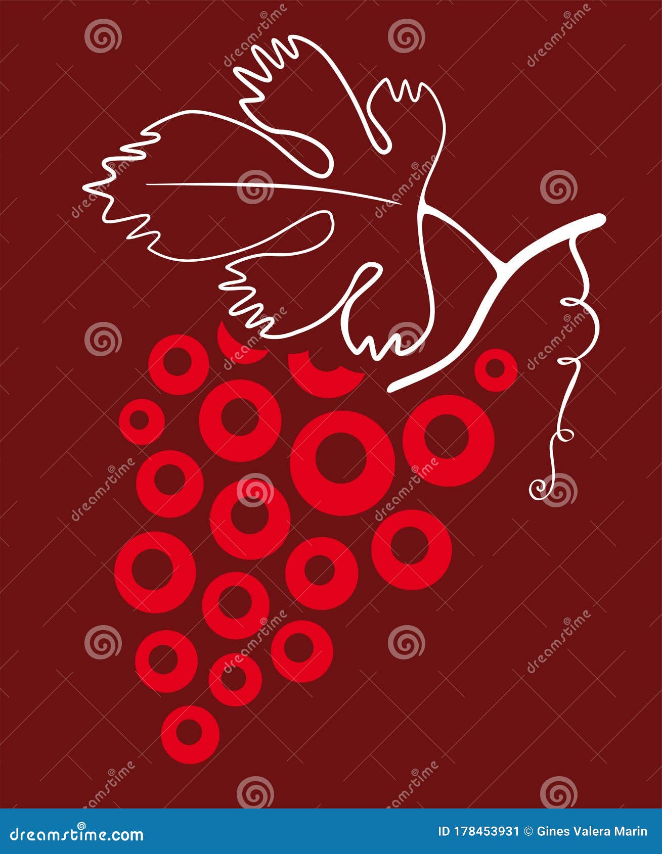 Grape Symbol in Red Tones with Leaf in White Stock Illustration ...