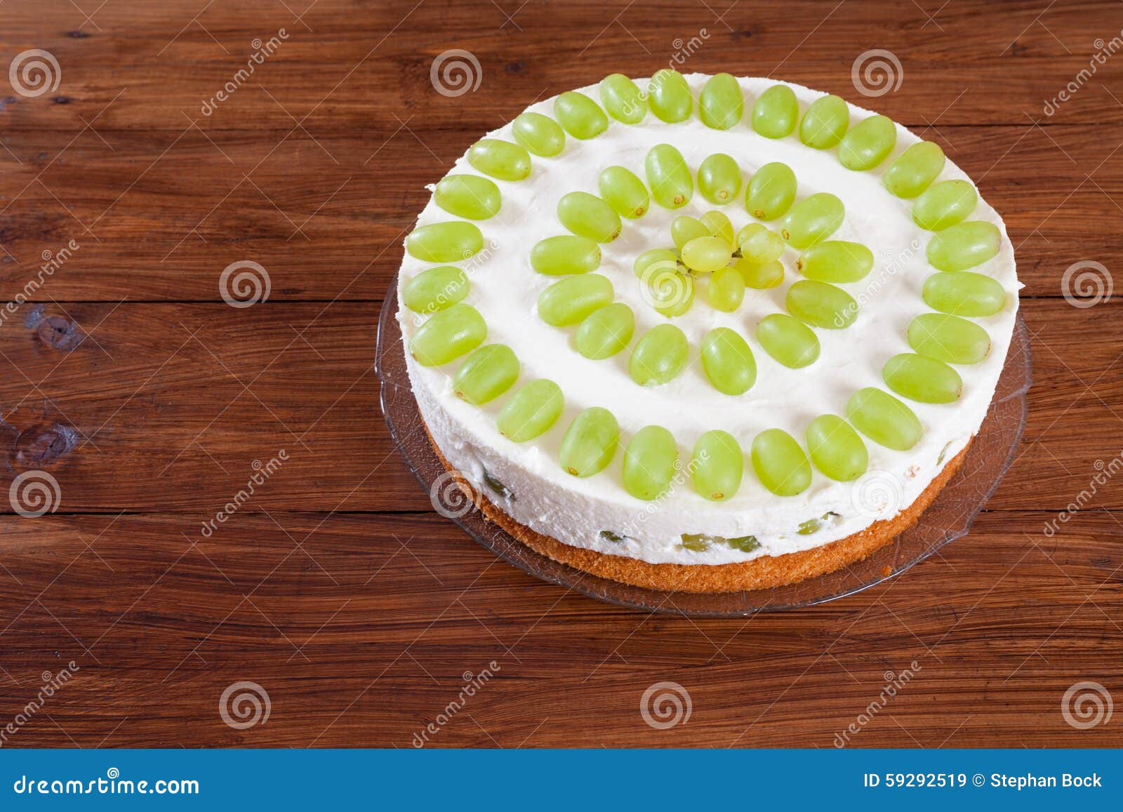 Grape Torte with Green Grapes on Cake Plate Stock Image - Image of ...