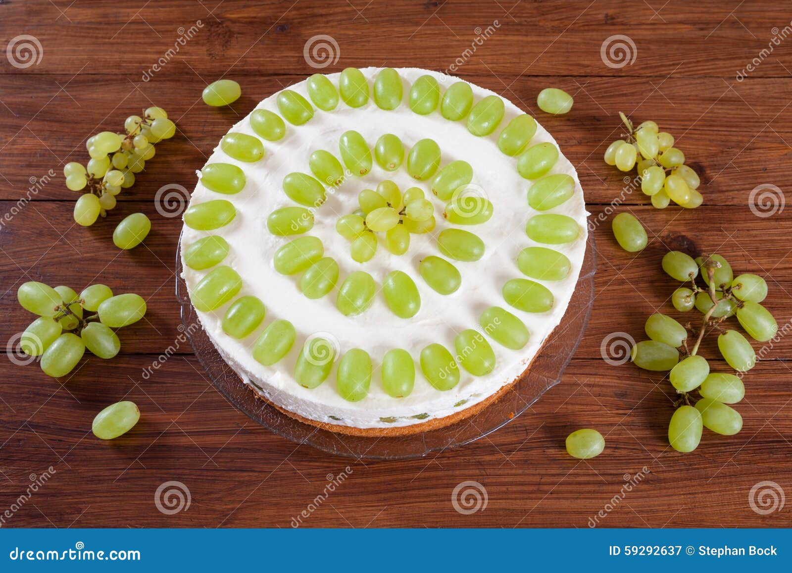 Grape Torte with Green Grapes on Cake Plate Stock Image - Image of ...