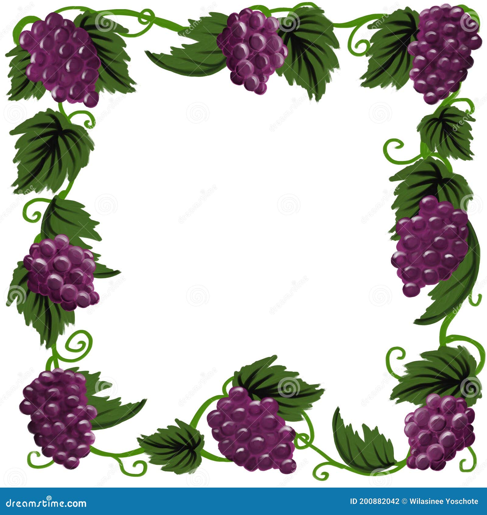 Grape Vine Border Square Frame Stock Illustration - Illustration of ...