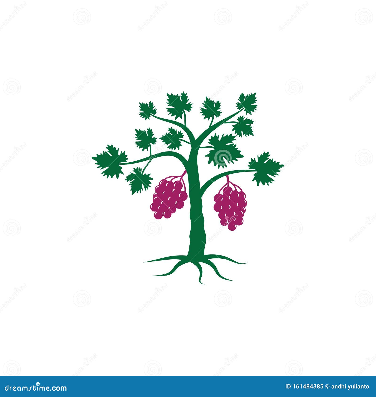 Grape Vine Fruit Plant Vector Logo Design Illustration Stock ...