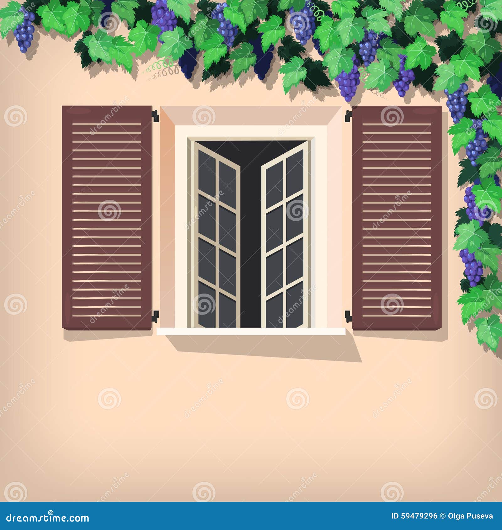 Grape vine and window stock vector. Illustration of agriculture - 59479296